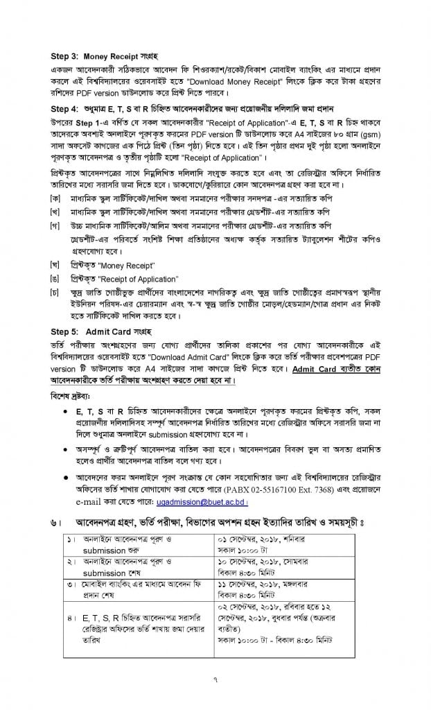 BUET Admission Circular 2019: Bangladesh University of Engineering and ...