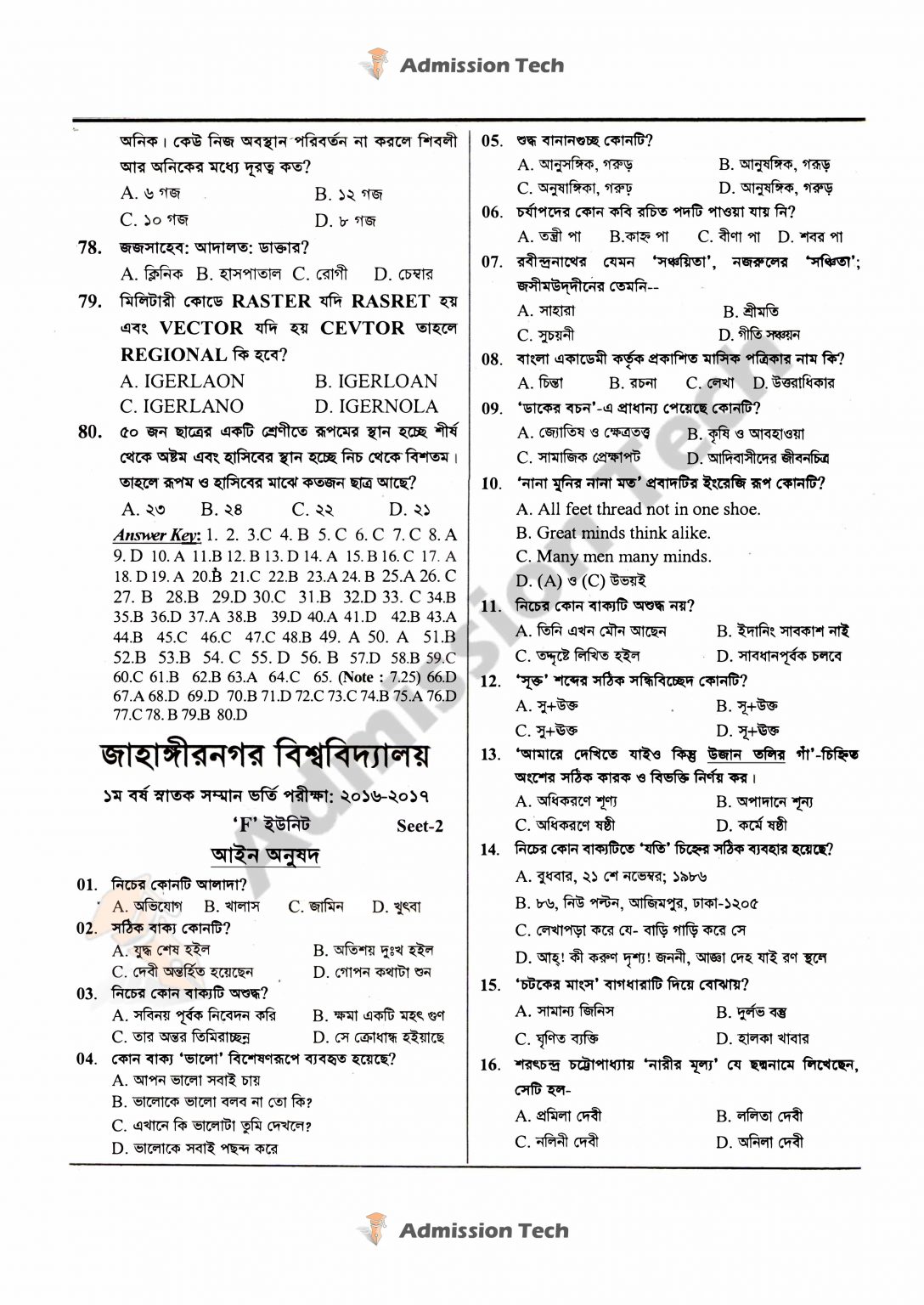 JU F Unit Question Bank