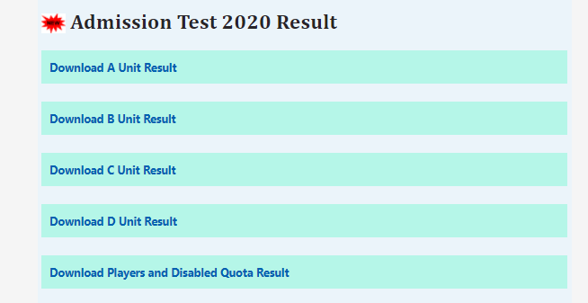 HSTU Admission Result 2020