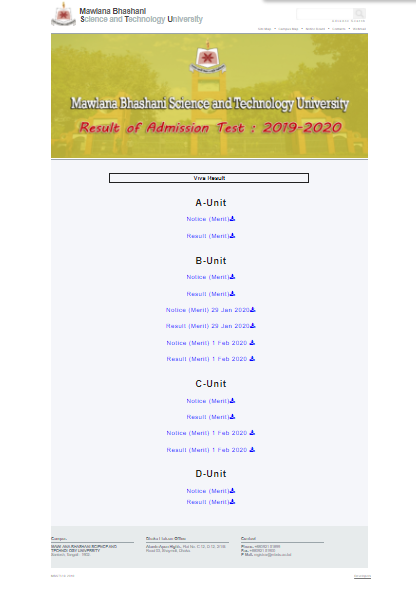 MBSTU Admission Result 2020 | Mawlana Bhashani Science and Technology ...