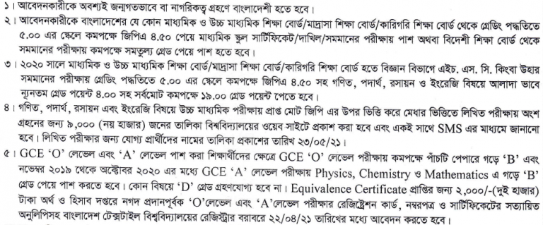 BUTEX Admission Circular 2023-24 | Bangladesh University of Textiles ...