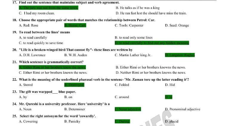 GST Admission Test Question 2022 (All Unit)